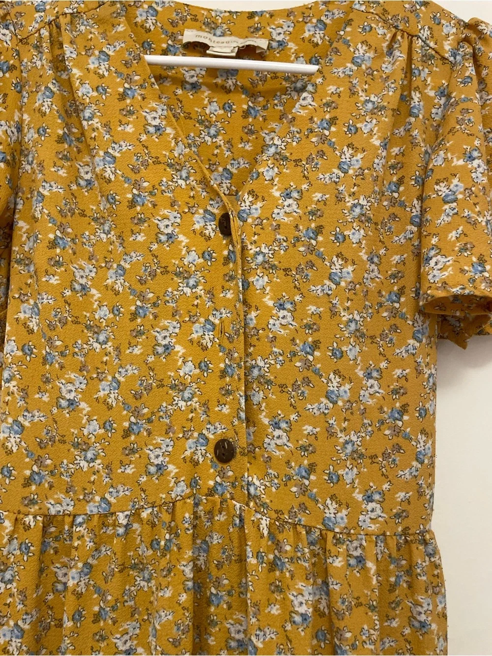Monteau | Dresses | Monteau Mustard Yellow Floral Midi Dress | Poshmark